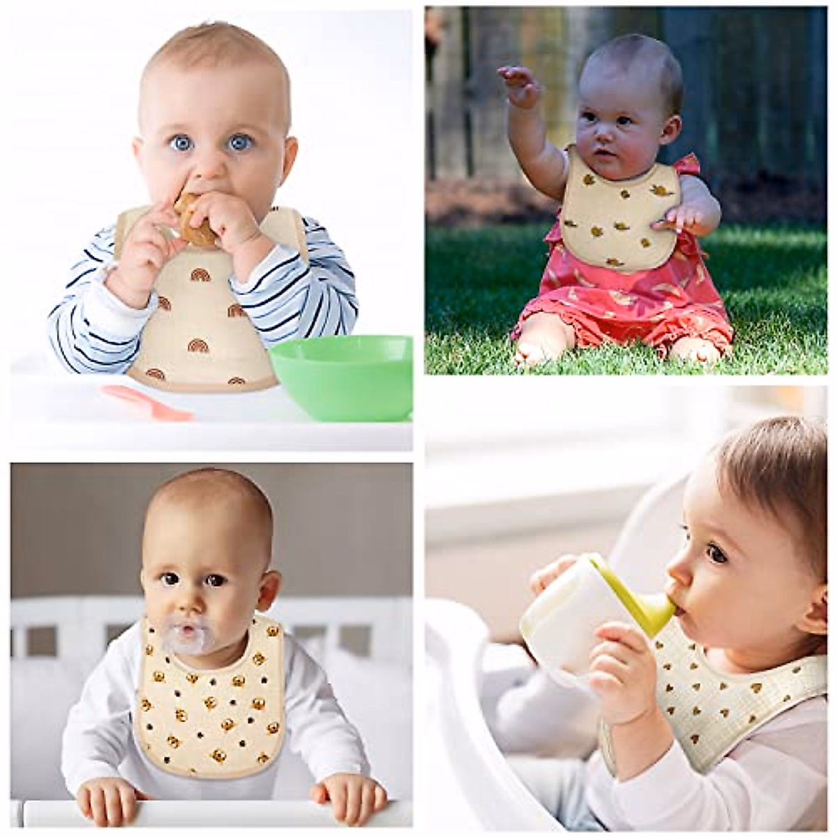 DOSMINE Muslin Baby Bibs Baby Drooling Bibs Button Bibs Unisex 6-Layer Bibs Organic Cotton Baby Drool Bibs for Teething Feeding Bibs
