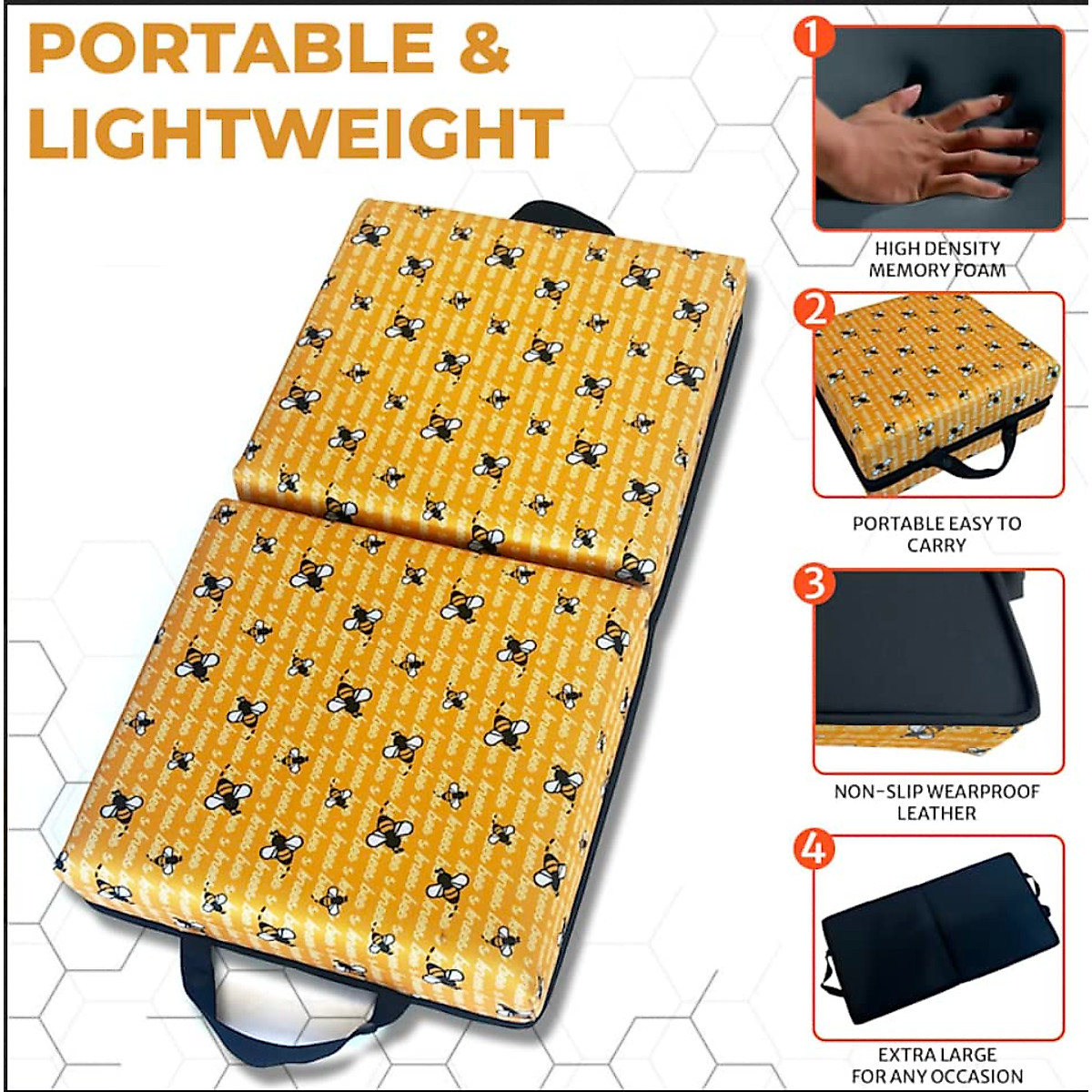 Bee's Knee's Kneeling Pad Garden Kneeling Pads Extra Thick Knee Pads Memory Foam Kneeling Pad for Bathing Yoga Knee Cushion Foam Kneeling Pad Garden Pads for Kneeling Knee Cushions for Kneeling