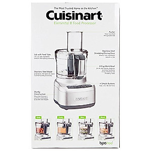Cuisinart FP-8SV Elemental 8 Cup Food Processor, Silver (Renewed)