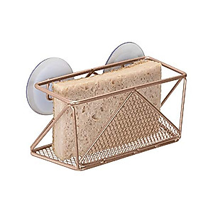 Kitchen Details Copper Geode Sponge Holder | Durable Iron Construction | Suction Cup Stabilizers | Rust Resistant Finish | Kitchen Sink Accessories