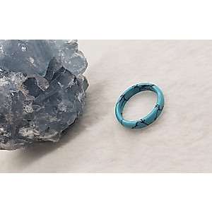 LTC Designs Genuine Turquoise-colored Howlite Gemstone Banded Ring, Ring Size: 6