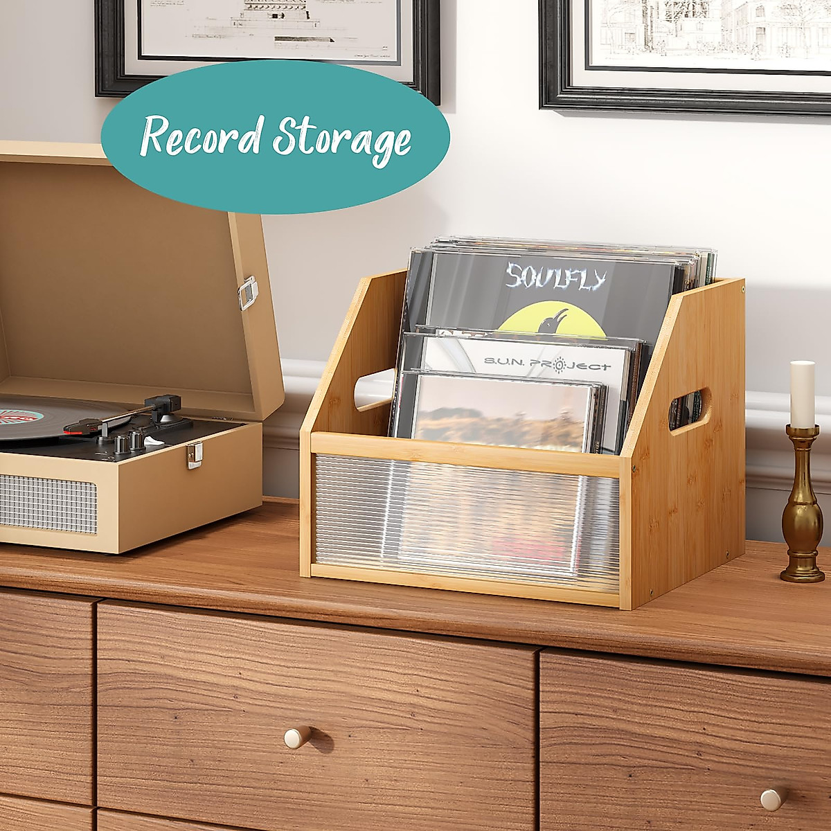 Vriccc Bamboo Vinyl Record Storage Box - Stylish Organizer