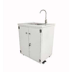 Steel Cabinet Portable Sink Self Contained Hand Wash Station Mobile Sink Water Fountain Water Supply 110V/12V Powered Built-in Pump Water Jugs NOT Included 24 X 18 X 30" Cabinet Size 10094-NPF