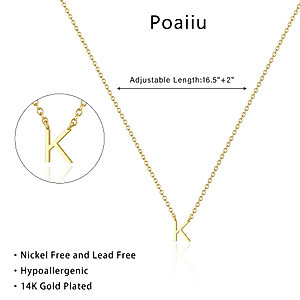 Initial necklace for Women 14k Gold Plated Dainty Letter K Necklaces Tiny Cute Initial Pendant Choker Simple Trendy Personalized Letter Name Necklaces Jewelry Gift for Women