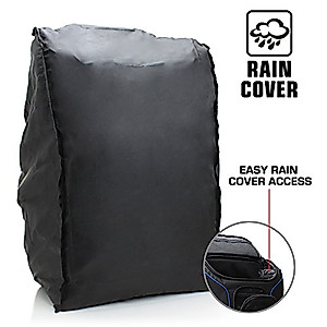 USA GEAR DSLR Camera Backpack Case - 15.6 inch Laptop Compartment, Padded Custom Dividers, Tripod Holder, Rain Cover, Long-Lasting Durability and Storage Pockets - Compatible with Many DSLRs (Blue)