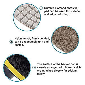 uxcell 4 Inch 10000 Grit Diamond Wet Polishing Pad Set, for Stone Concrete Marble Grinder or Polisher, with M14 Hook and Loop Backing Holder Pad Connecting Rod