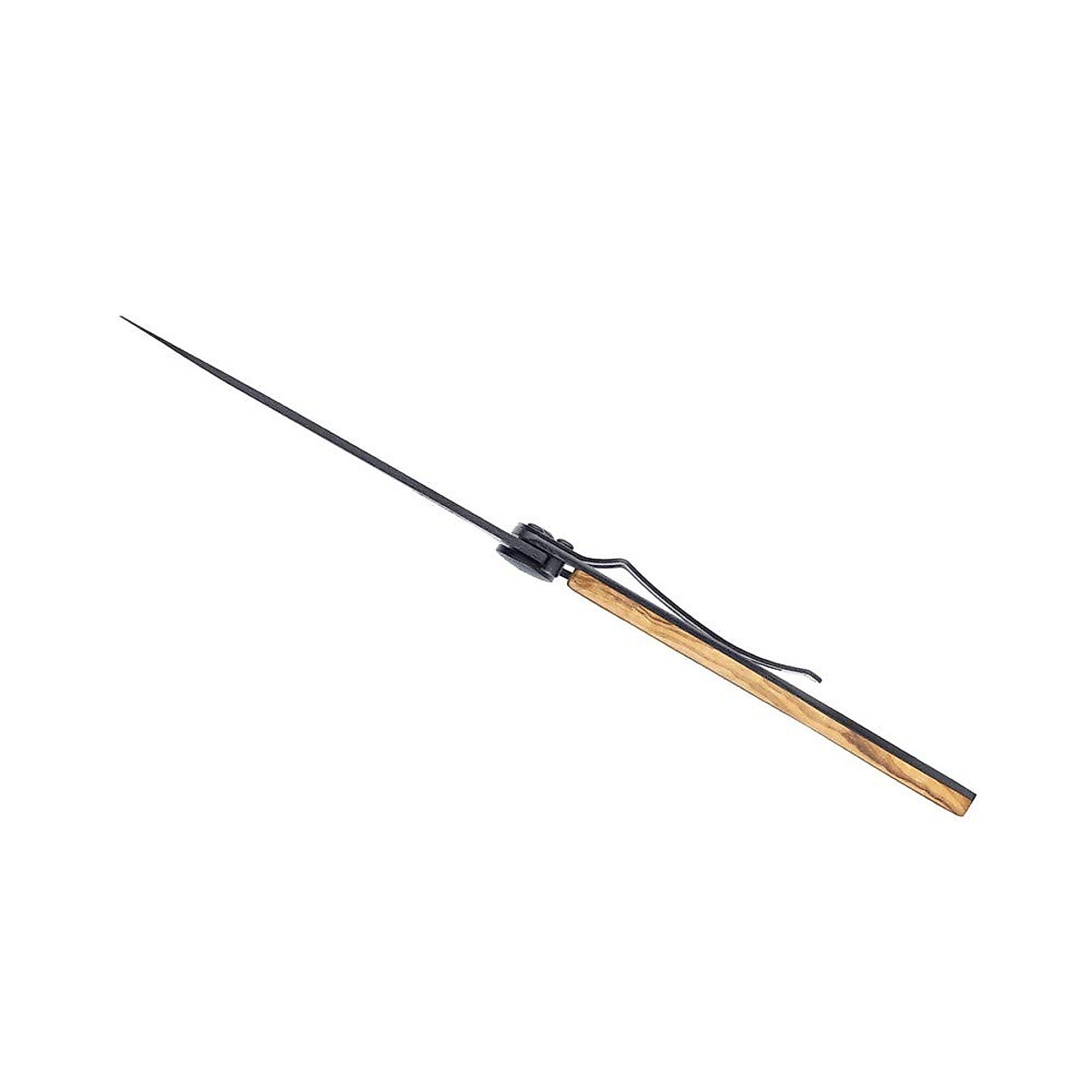 deejo - Serrated 1.3 OZ, Olive Wood, Black Titanium, Pacific - Ultra-Light Pocket Folding Knife with a Belt Clip - Stainless Steel Z40C13