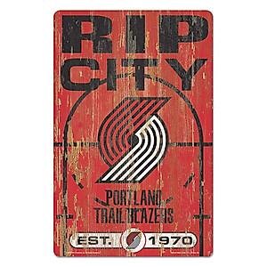 WinCraft NBA Portland Trail Blazers 72521010 Wood Sign, 11" x 17", Black