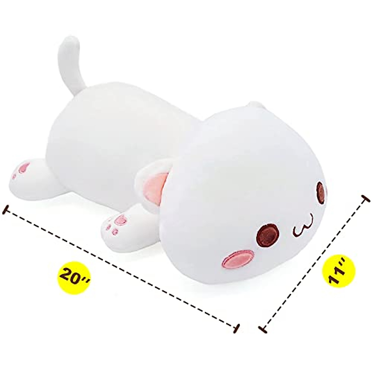 Onsoyours Cute Kitten Plush Toy 20" Stuffed Animal Pet Kitty Soft Anime Cat Large Plush Pillow for Kids (White A, 20")