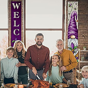 Mardi Gras Porch Banners Welcome Masquerade Gnome Door Banner with Gnome Fleur De Lis Pattern New Orleans Carnival Hanging Banners Festive Home Decorations for Indoor Outdoor Supplies (Carnival Theme)