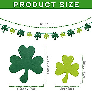 Whaline 4Pcs St. Patrick's Day Banner with String Long Felt Shamrock Banner Pre-Assembled Light Dark Green Clover Banner Fireplace Wall Hanging for Party Home Decoration