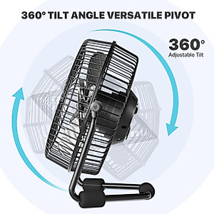 mollie 4-Inch Small USB Desk Fan for Home Office Bedroom Mini Personal Desktop Air Circulator Ultra Quiet Cooling Table Fan Adjustable Tilt Black