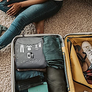 Travel Laundry Bags with Handles and Carabiner, Foldable Travel Laundry Bags for Dirty Clothes, 24"L X 21"W Dirty Laundry Travel Bag with Drawstring Closure, Lightweight Travel Accessories