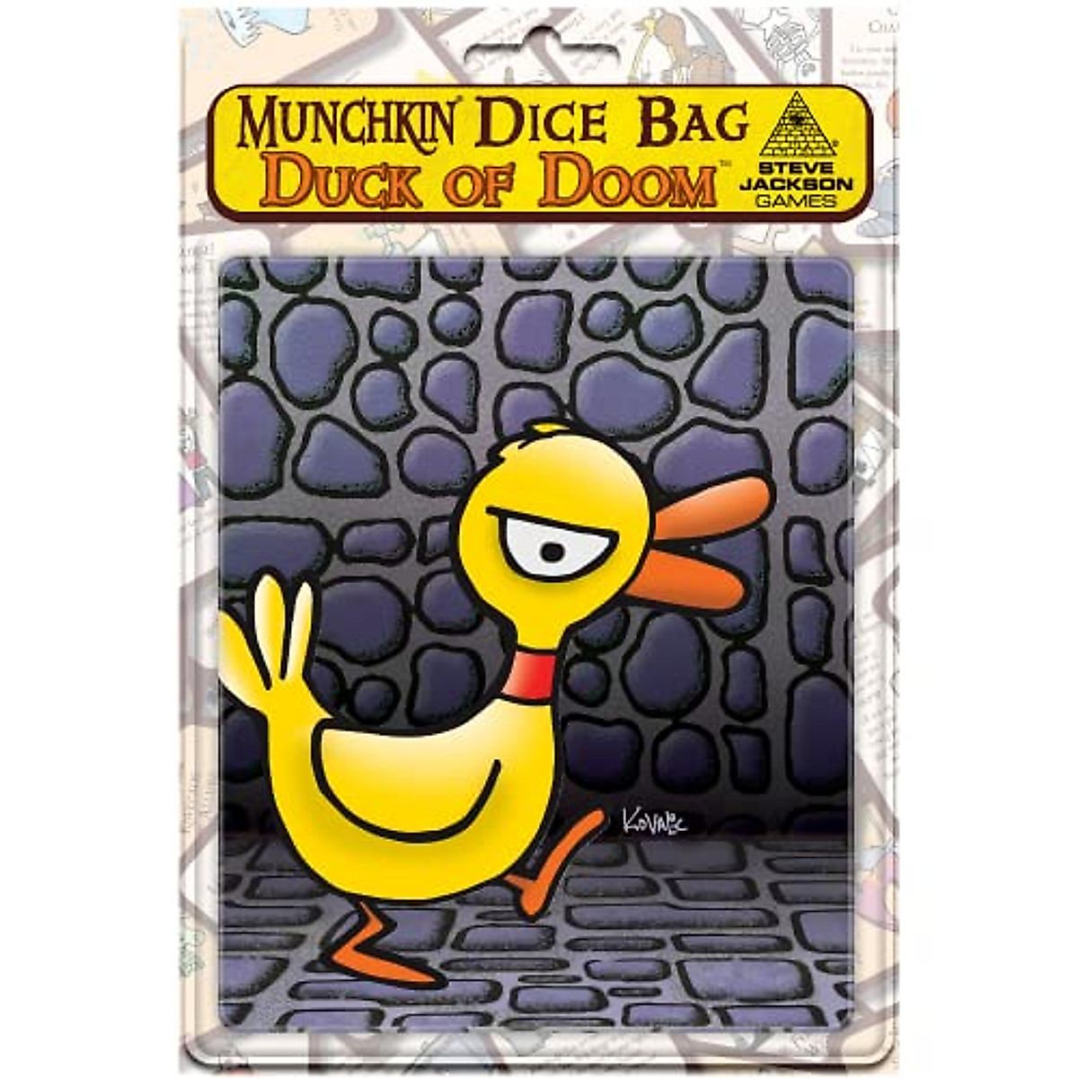 Munchkin Dice Bag: Duck of Doom | Large Drawstring Bag 7” x 7” | Printed Fabric | Holds Over 100 Dice | Includes Two Munchkin Cards | Roleplaying Game Dice Bag | Adventure | from Steve Jackson Games