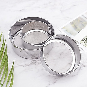 OLYCRAFT 3Pcs 201 Stainless Steel Lab Sieves #40 Mesh Wire Mesh Sieves 4"/4.8"/6" diameter Economy Test Sieves for Science Laboratories