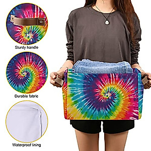 HUXINO Storage Basket Cube, Abstract Swirl Tie Dye Rainbow Large Storage Bin Box Collapsible Clothes Toys Organizer Laundry Basket for Shelves Closet Kids Nursery Bedroom, 1 Pack