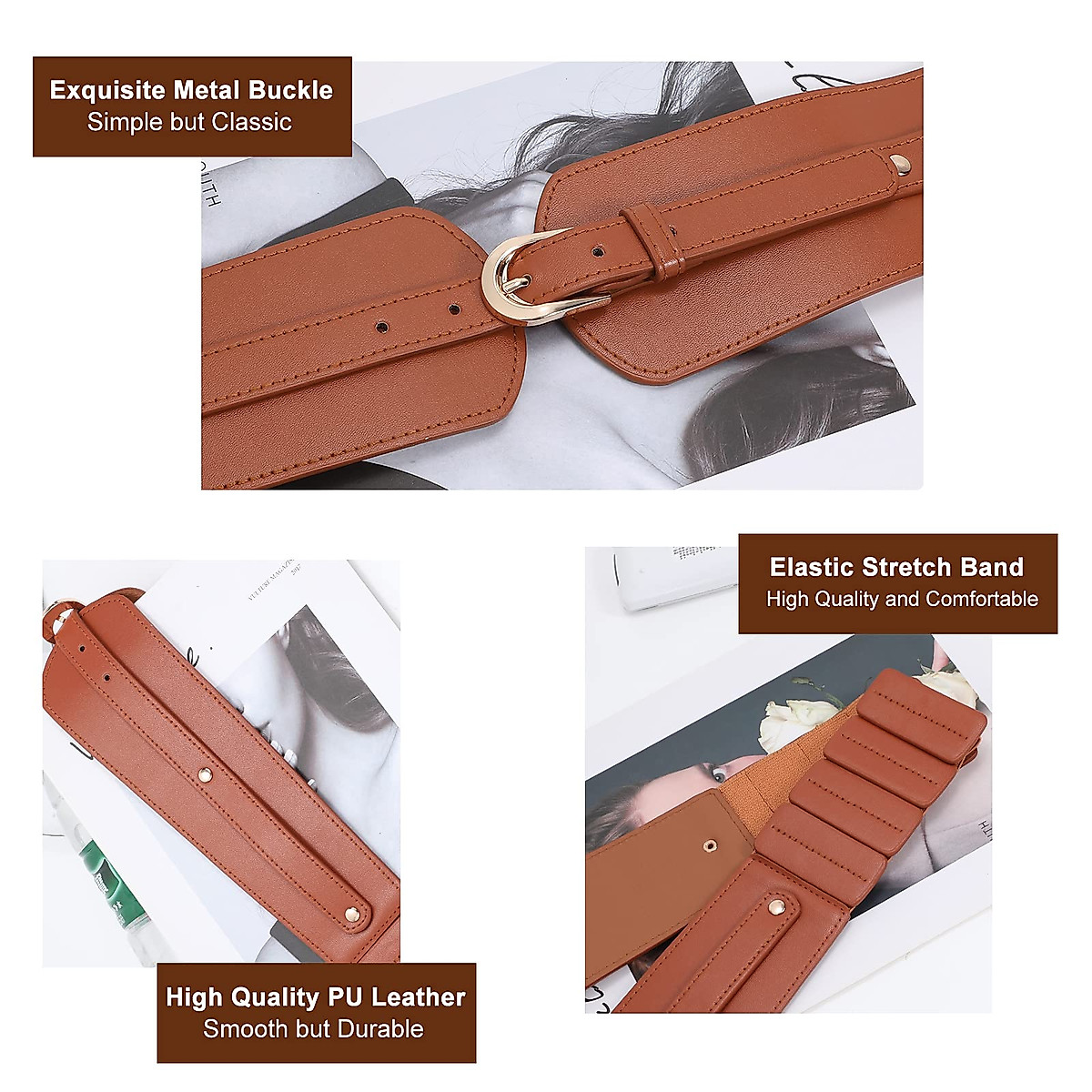 SUOSDEY Womens Wide Elastic Waist Belt for Dress Ladies Stretch Cinch Belt for Girls