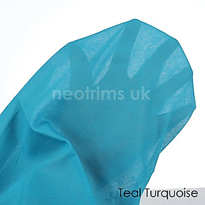 Voile Lawn Fabric, 100% Cotton, Superior Luxury Handle Sheer Gauze Material. Finest Muslin, 17 Colors. Dressmaking, Curtain,Crafts,Face Masks. Neotrims UK. Teal Turquoise, 1 Meters