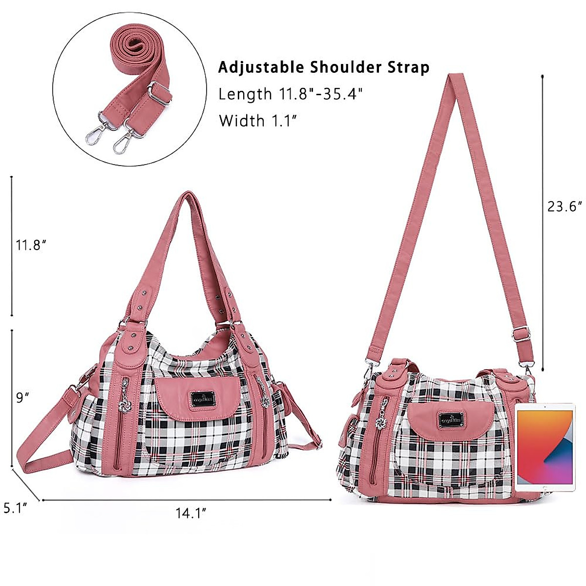 Angel Kiss Purses for Women, Large Shoulder Bag Hobo Tote Purse Mutipocket Faux Leather Satchel Hobo Purse