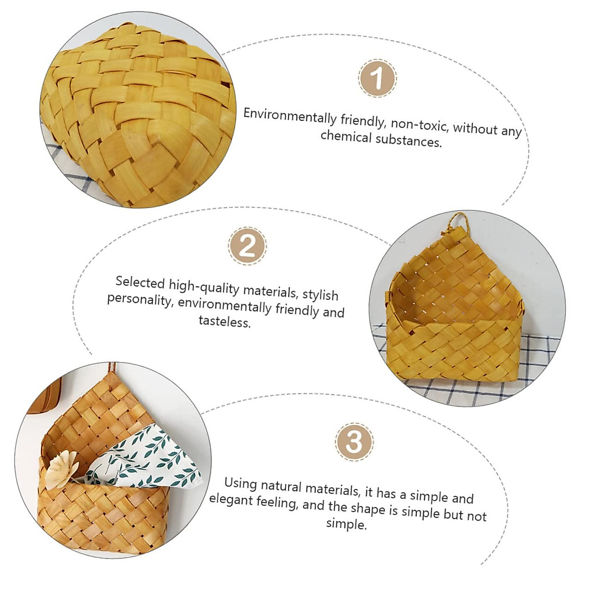 VILLFUL 1Pc Decorative Wood Woven Wall Hanging Basket for Home Stylish Storage Basket Ideal for Wall Decor for Indoor and Outdoor Plant Display