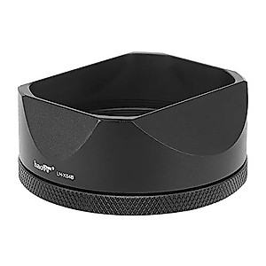 Haoge LH-X54B Square Metal Lens Hood with 49mm Adapter Ring for Fujifilm Fuji X100V Camera Black