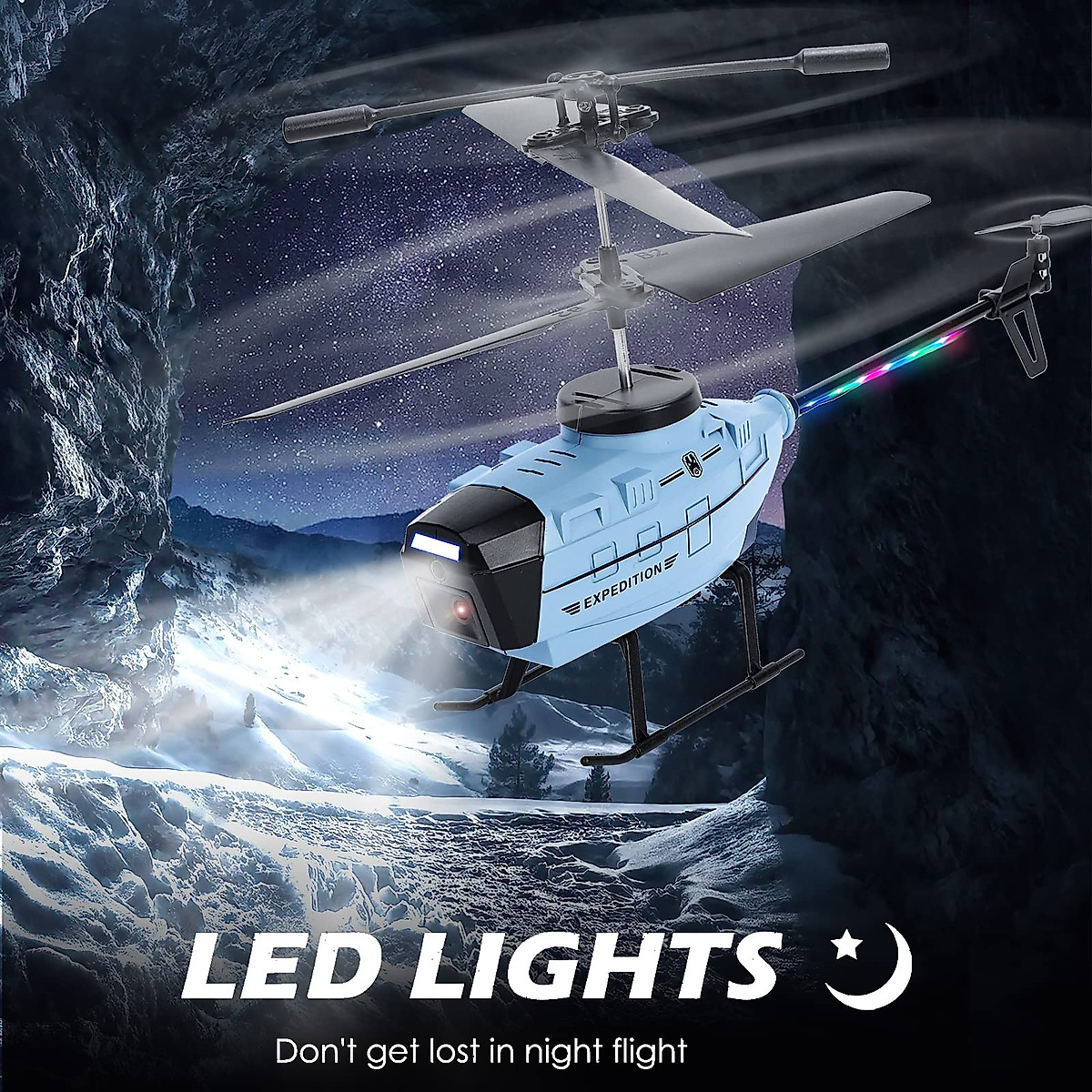 VATOS Remote Control Helicopter, 2.4GHz Obstacle Avoidance Aircraft with Altitude Hold and LED Light, 3.5CH RC Helicopter with Gyro Stabilizer, Support One Key Take Off/Landing Indoor to Fly