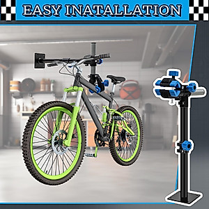 Datanly 2 Pcs Bike Repair Stand Wall Workbench Mount Rack Workstand Bicycle Stand Clamp Height Adjustable Bicycle Maintenance Rack with Gloves for Mountain Road Bikes