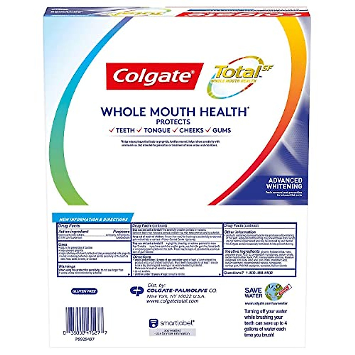 Colgate Total SF Advanced Whitening Toothpaste 6.4 oz, 5-pack