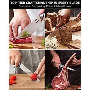 KnifeSaga Kitchen Knife Block Set, Enduring Sharpness Premium Knife Set with Block, 14 Pcs Japanese High Carbon Stainless Steel Knives Set for Kitchen, Chef Knife Set with Block and Built in Sharpener