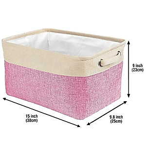MALIHONG Personalized Foldable Storage Basket with Cute Dog Shar Pei Collapsible Sturdy Fabric Pet Toys Storage Bin Cube with Handles for Organizing Shelf Home Closet, Pink and White