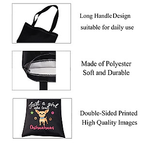 CMNIM Chihuahua Gifts Chihuahua Lover Gifts Just a Girl Who Loves Chihuahuas Canvas Tote Bag Reusable Bag (Chihuahua Tote Bag)