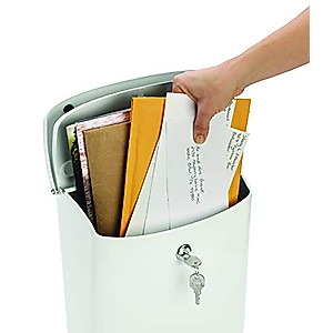 Architectural Mailboxes Parkside Galvanized Steel, Locking, Wall Mount Mailbox, 2576W-10, White, Medium Capacity