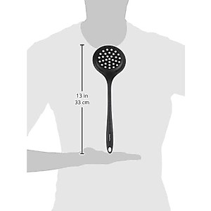 GreenPan 5 Piece Cooking Utensil Set, Flexible Nonstick Silicone, Stain-Free, Tongs, Turner, Spatula, Skimmer, and Slotted Spoon, Black