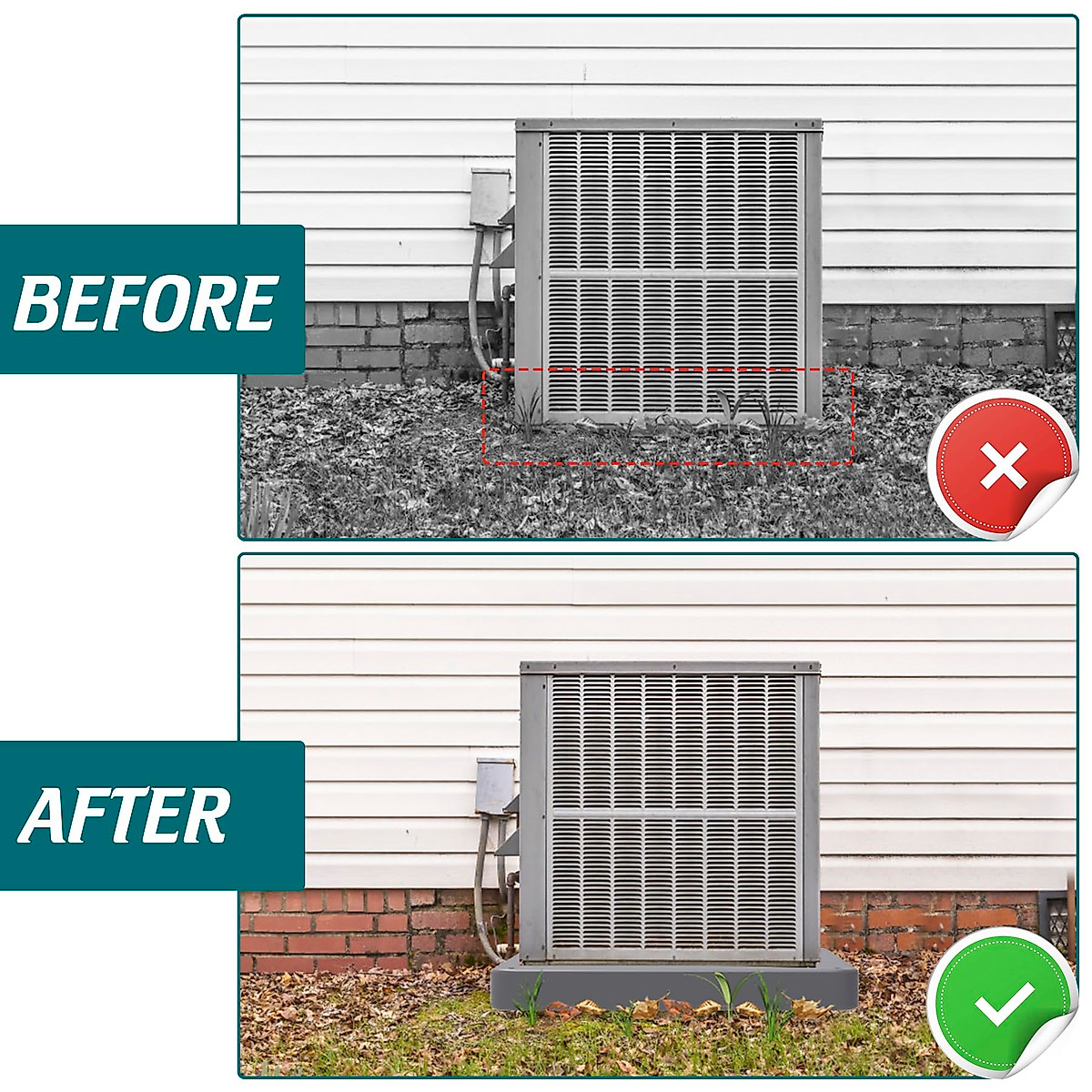 Daisypower Equipment Pad for Ductless Mini-Split Air Conditioner HVAC Heat Pump System,Anti-Vibration Plastic Condenser Pad,36 × 36 × 2 inches