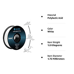 SainSmart Light Weight Filament 1.75mm, LW-PLA Low-Density Active Foaming 3D Printer Filament for RC Planes Drone Parts and Cosplay, White PLA Filament, 1KG