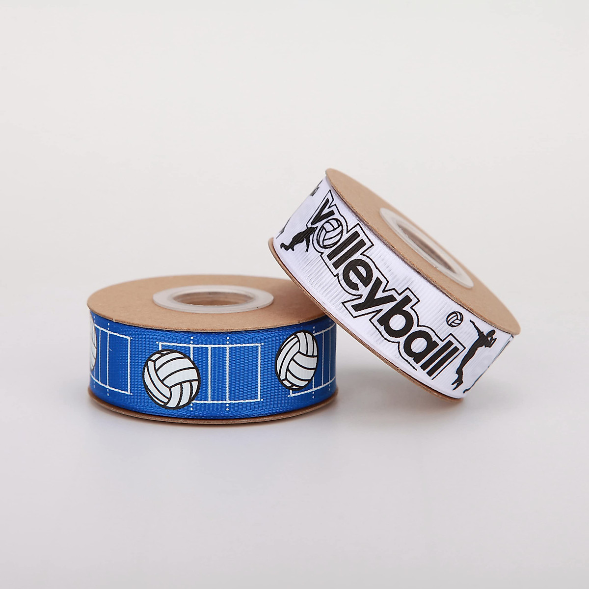 Meseey 2 Rolls 20 Yards Sport Ball Ribbon3/4Inch Fabric Ribbons for Wreath Gift Wrapping Sport Team Party Decor (Volleyball)
