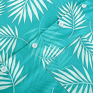 KYKU Mens Funny Hawaiian Shirt Beach Button Up Shirts Short Sleeve, Green, M