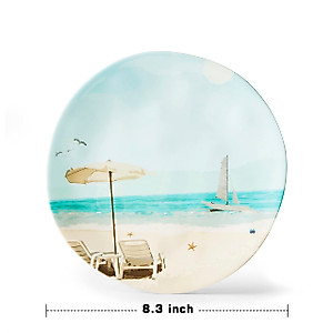 Joviton HOME 18PCS Holiday Beach Melamine Dinnerware Sets for 6,Outdoor Plates and Bowls Sets (Holiday Beach)