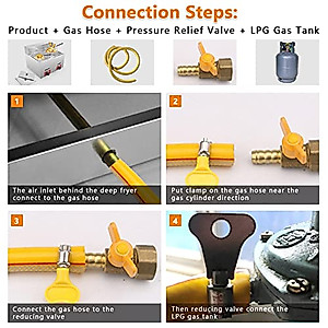 Commercial LPG Gas Deep Fryer with 10L*2 Basket and Lid Stainless Steel Countertop Propane-LPG GF-72 Propane (LPG) W/Metal Tube Home Kitchen