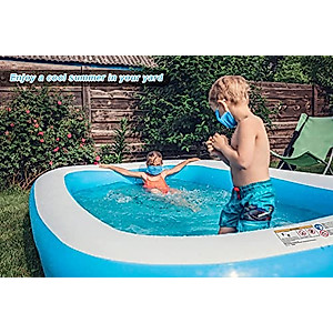 Inflatable Blow Up Kiddie Pool Family Swimming Pool 103" X 69" X 20" Family Full Size Rectangular Pool Paddling Water Splashing Ball Pool for Kids Toddler Adult for Outdoor Garden Backyard