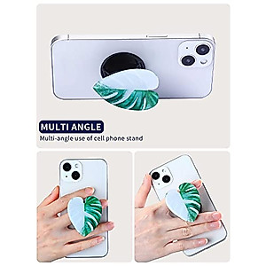 8 Pcs Leaves Phone Holder Green Plant Cell Phone Grip Holder Monstera Philodendron Anthurium Phone Sockets Cute Phone Finger Collapsible Expanding Kickstand Holder for Smartphone and Tablets