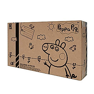 Peppa Pig Shopping Mall with Family, Includes 1 Connectable Mall Playset, 4 Character Toy Figures, 2 Chairs, 1 Pizza Table, 1 Toy Boat – for Kids - AMAZON EXCLUSIVE