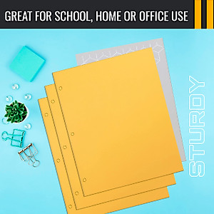 Two Pocket Portfolio Folders, 50-Pack, Yellow, Letter Size Paper Folders, by Better Office Products, 50 Pieces, Yellow