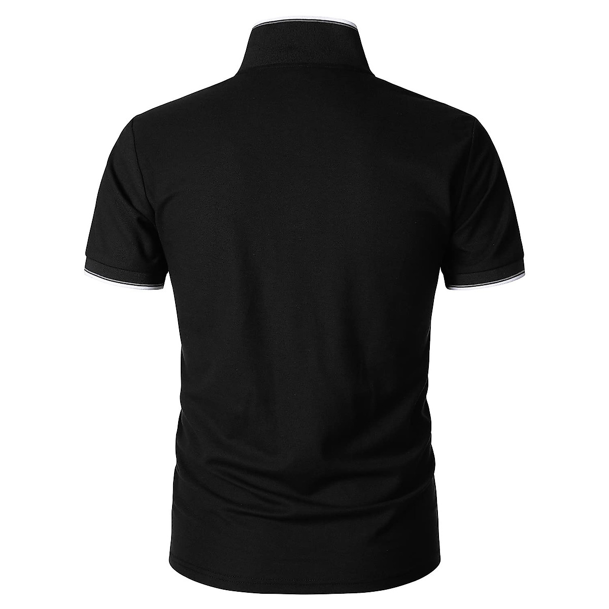 HOOD CREW Man’s Polo Shirt Casual Basic Designed V-Neck Tee Shirts Black XL