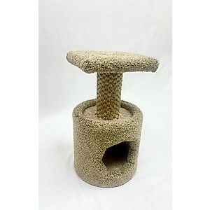 GIA Furniture Series 2-in-1 Cat Scratching Post with Perch & Hideaway - Carpeted Cat Tower with Sisal Rope for Scratching, Climbing, and Lounging - Ideal for Small & Medium Cats