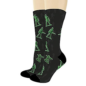 ThisWear Nostalgic Socks Toy Soldier Socks Army Crew Socks Little Green Army Men 1-Pair Novelty Crew Socks