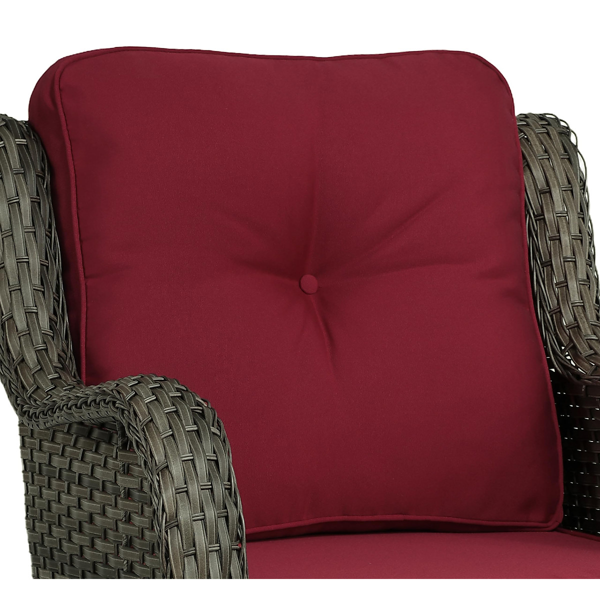 UIXE 5 Pieces Outdoor Patio Furniture Bistro Sets with 360° Swivel Rocking Chairs with Side Table, PE Rattan Rocker Chair Glider Seating Conversation Set for Backyard, Deck, Porch, Red