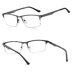 EYECEDAR 5-Pack Reading Glasses for Men Rectangular Metal Half-Frame Spring Hinges with Sun Readers Glasses Mens Readers 2.0