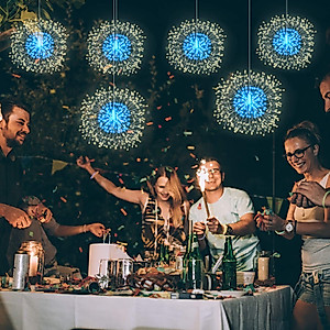 Homesprit 8 Pack Firework Lights 180 Led Copper Wire with 8 Models Power Supply Remote Control Waterproof Outdoor Hanging for Decor Garden Party Christmas