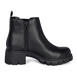 Chariot &Co: Dance-IIS - Girls/Kids/Childrens Lug Sole Chelsea Fashion Platform Ankle Booties (Black Pu, 13)